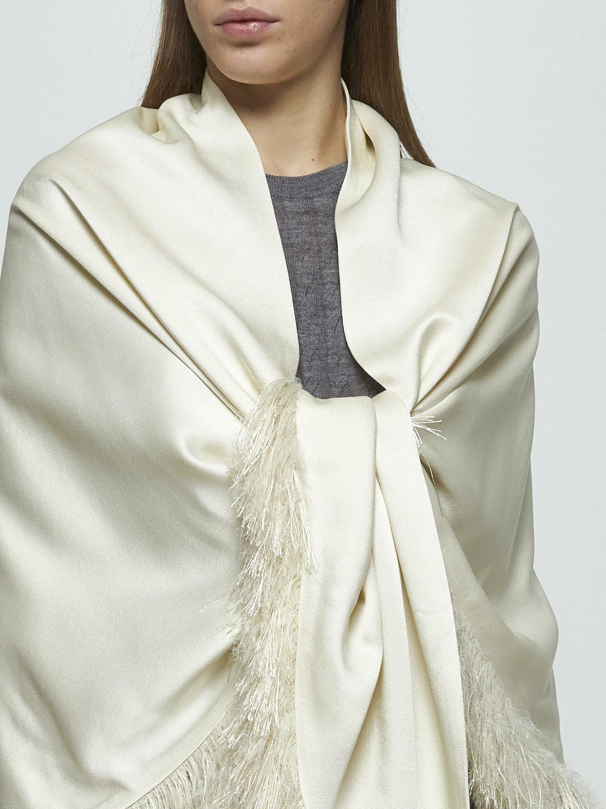 Totême Ivory Fringe Scarf Toteme