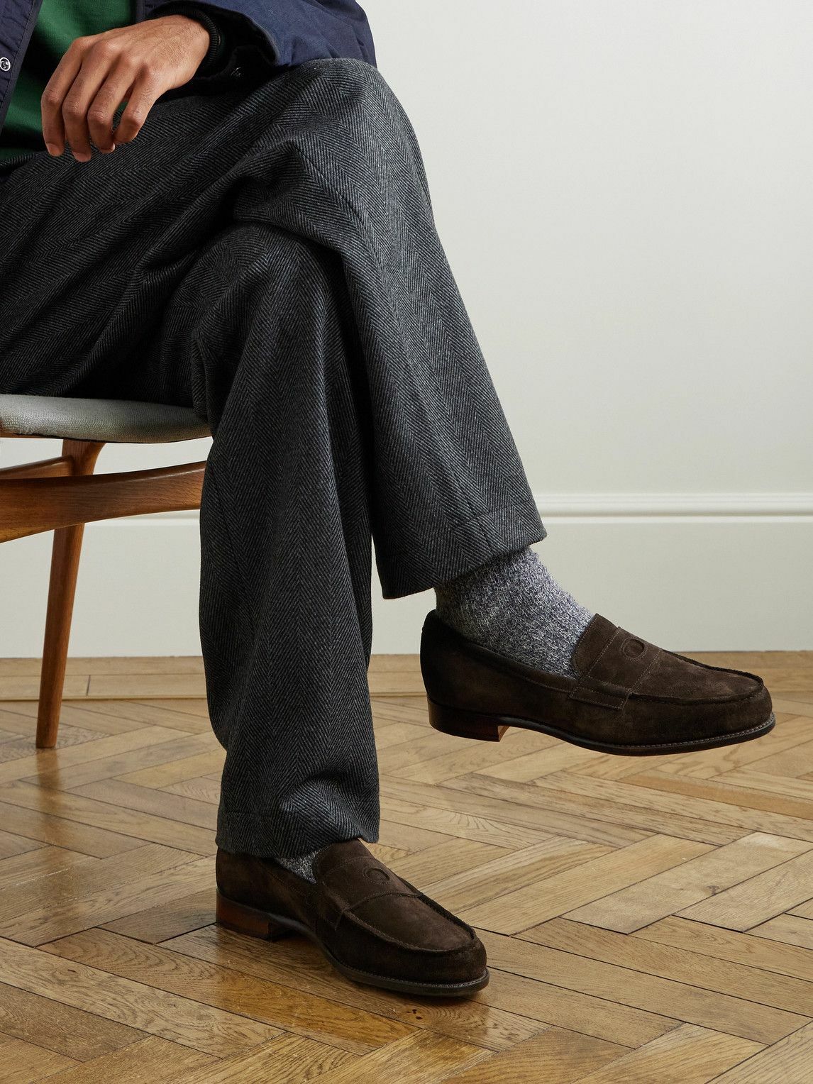 Drake's - Charles Suede Penny Loafers - Brown Drake's