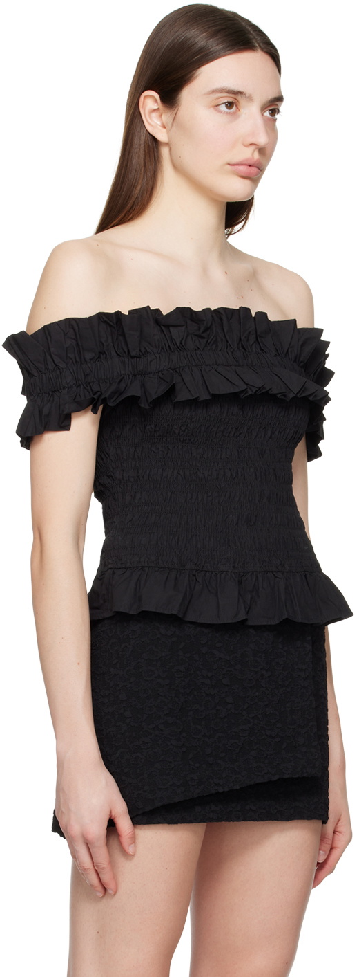 GANNI Black Smock Blouse GANNI