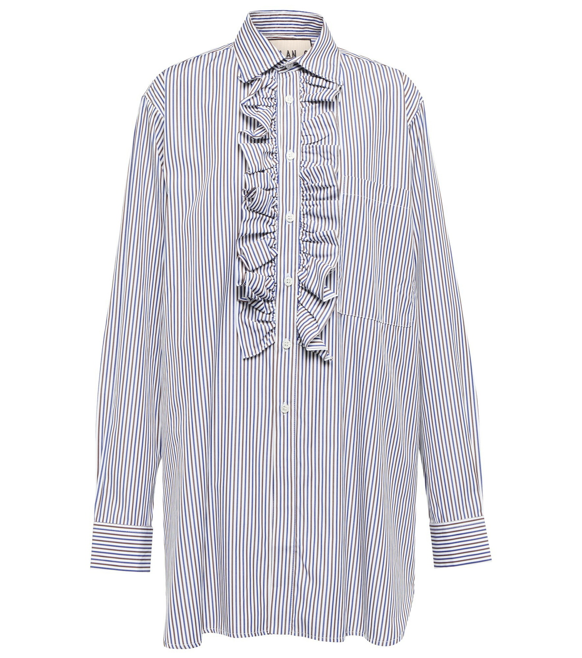 Plan C - Ruffled striped oversized cotton shirt Plan C