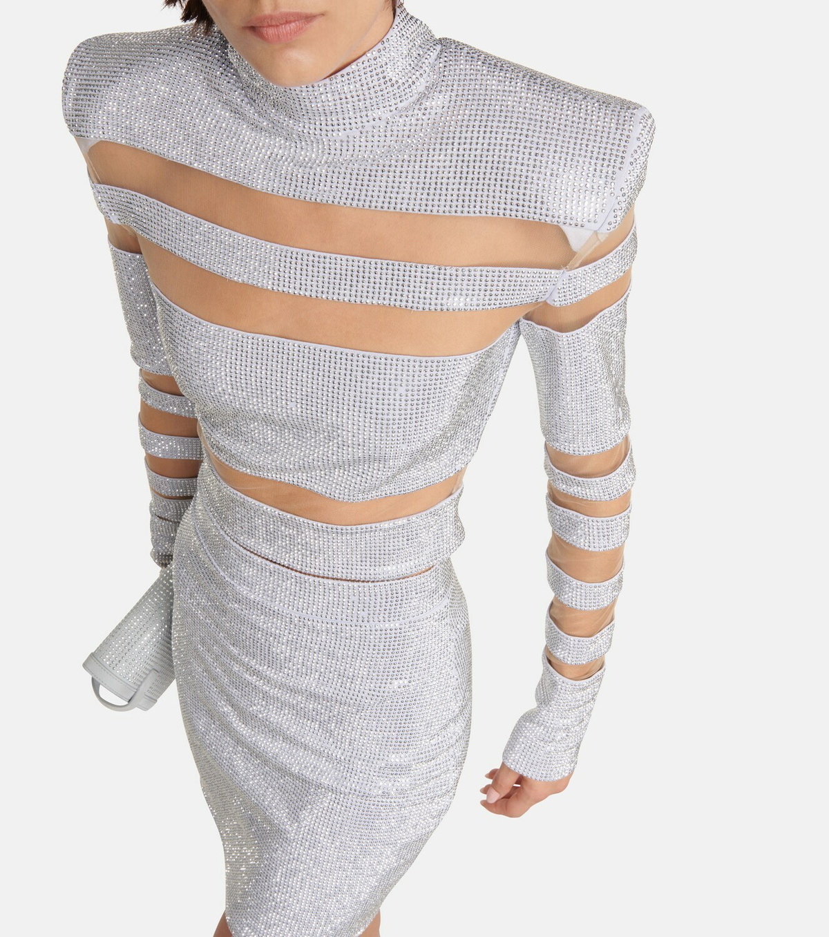 Balmain - Mesh-paneled embellished top Balmain