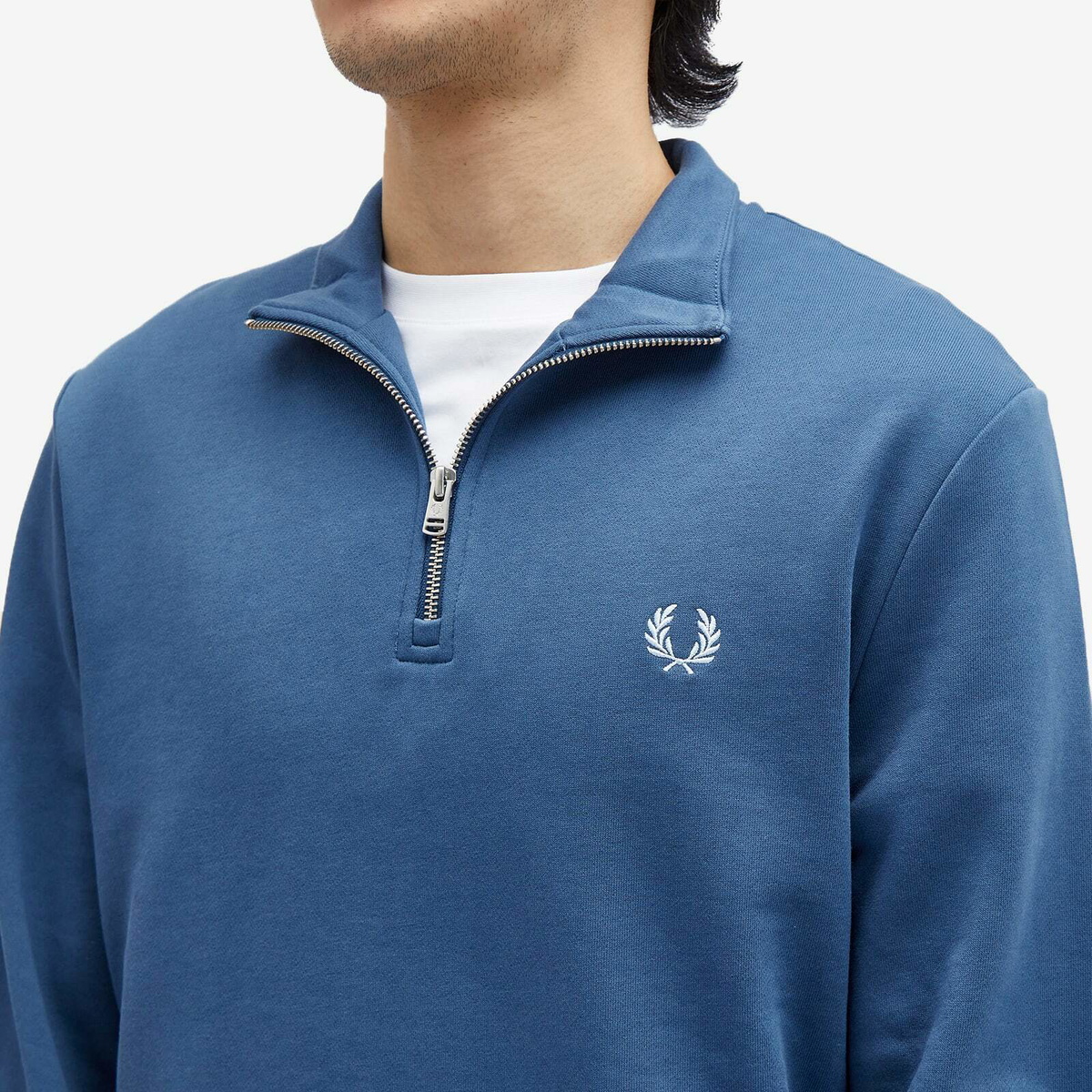 Fred Perry Men's Half Zip Crew Sweater in Midnight Blue Fred Perry