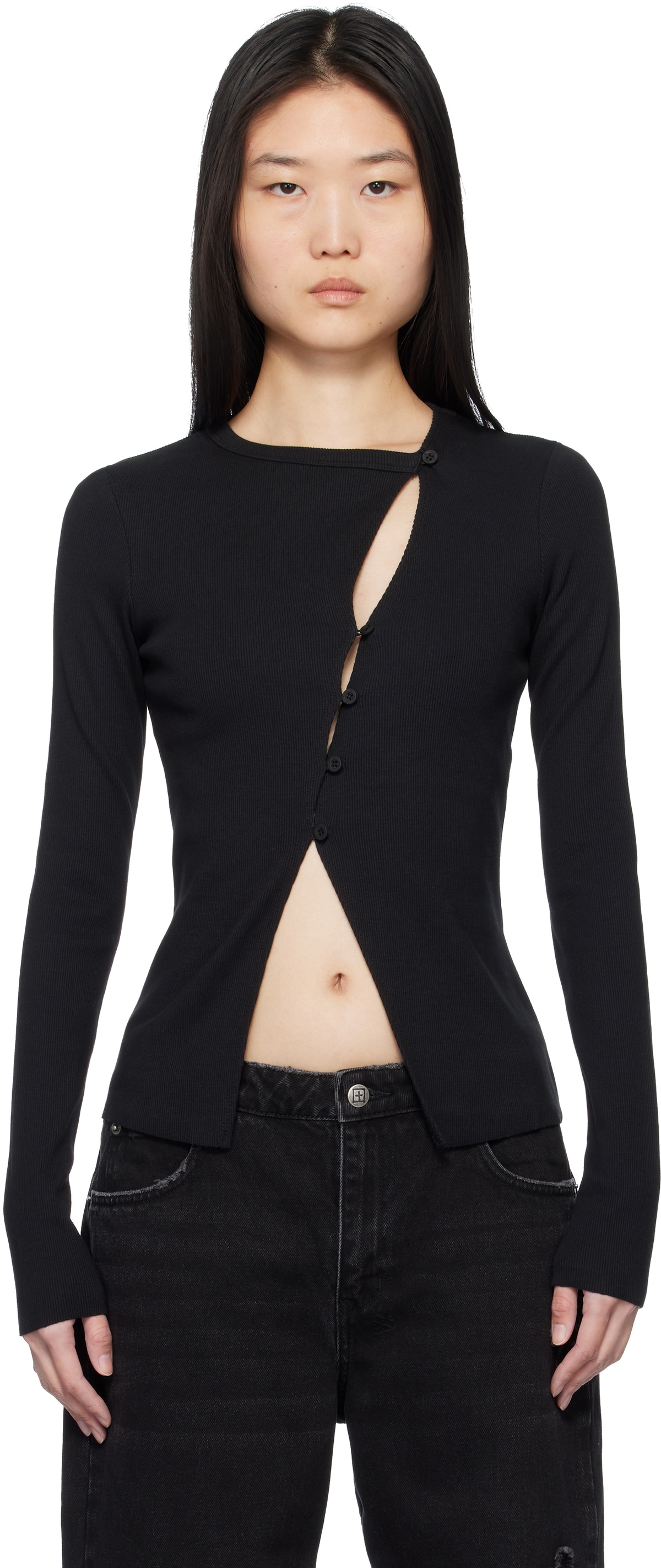 Ksubi Black Rework Long Sleeve Top Ksubi