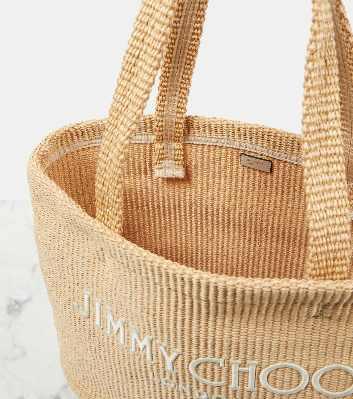 Jimmy Choo Beach logo raffia tote bag Jimmy Choo