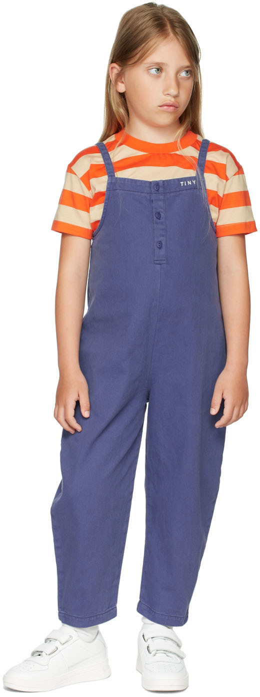 TINYCOTTONS Kids Blue Solid Jumpsuit TINYCOTTONS