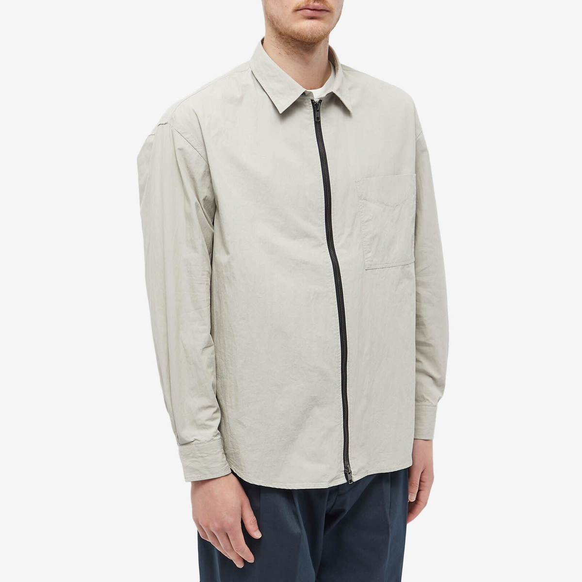 FrizmWORKS Men's Full Zip Shirt in Light Grey FrizmWORKS