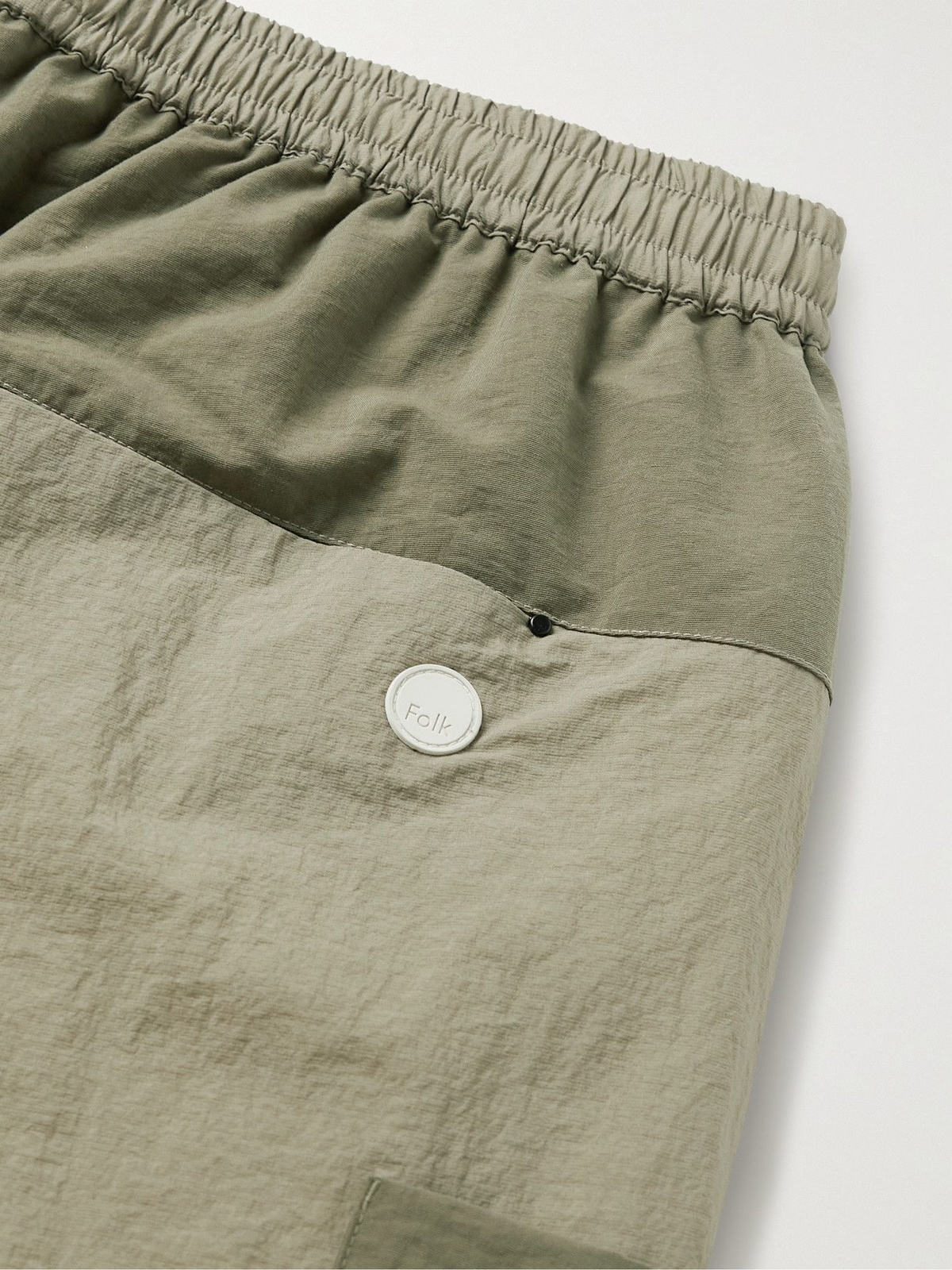 FOLK - Stack Panelled Nylon Shorts - Green Folk