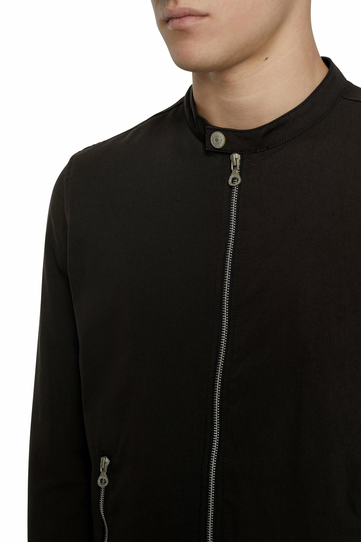 Diesel Biker jacket in cotton-touch nylon - Jackets Mens in Black Diesel