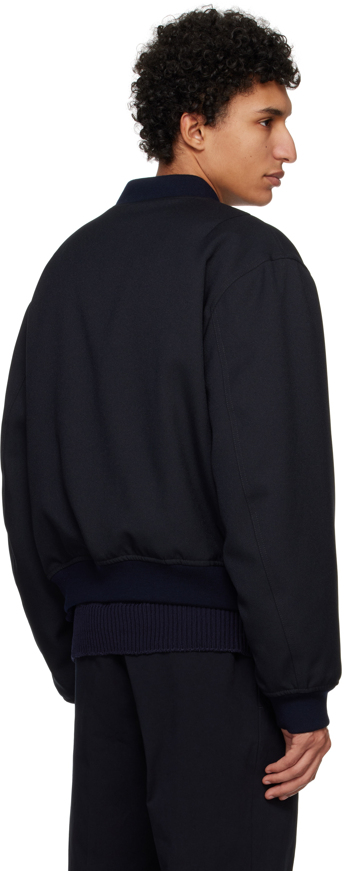 Jil Sander Navy Padded Bomber Jacket Jil Sander