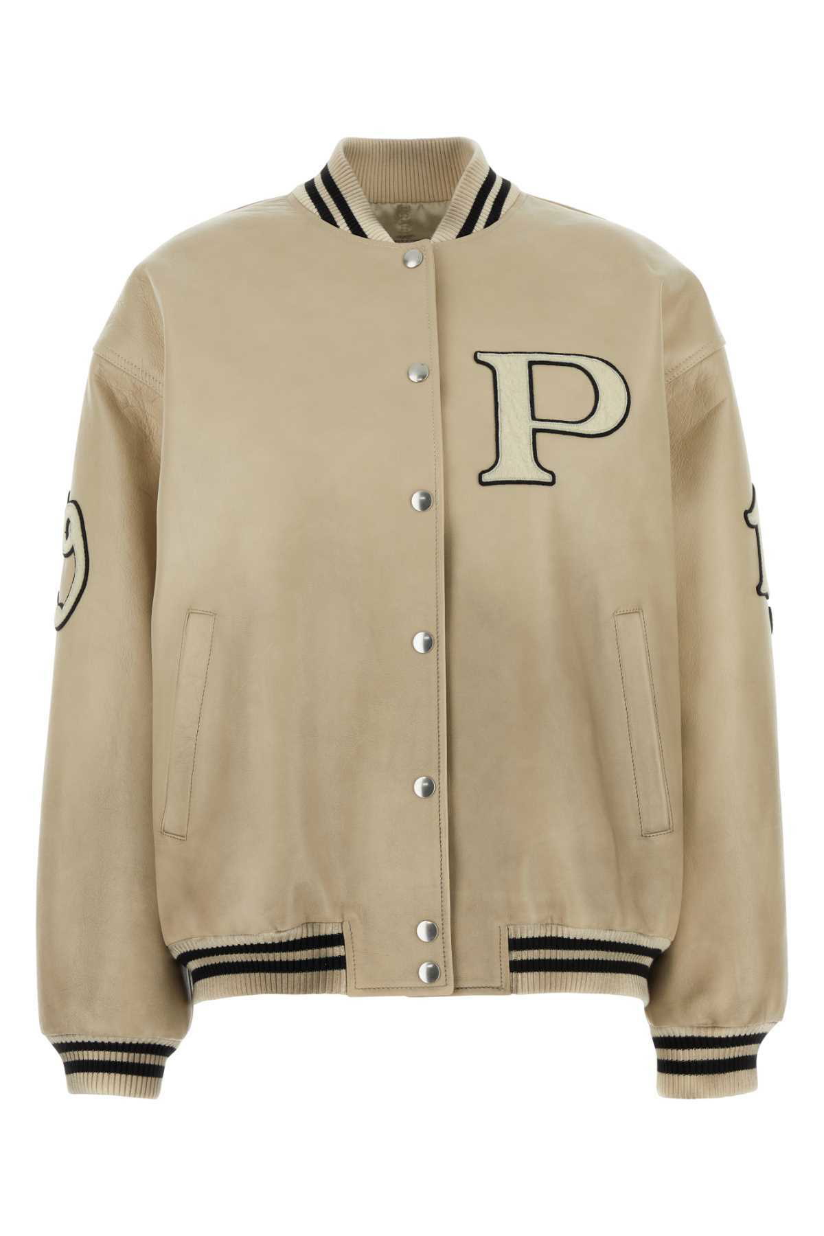 Prada Ivory Leather Bomber Jacket Prada