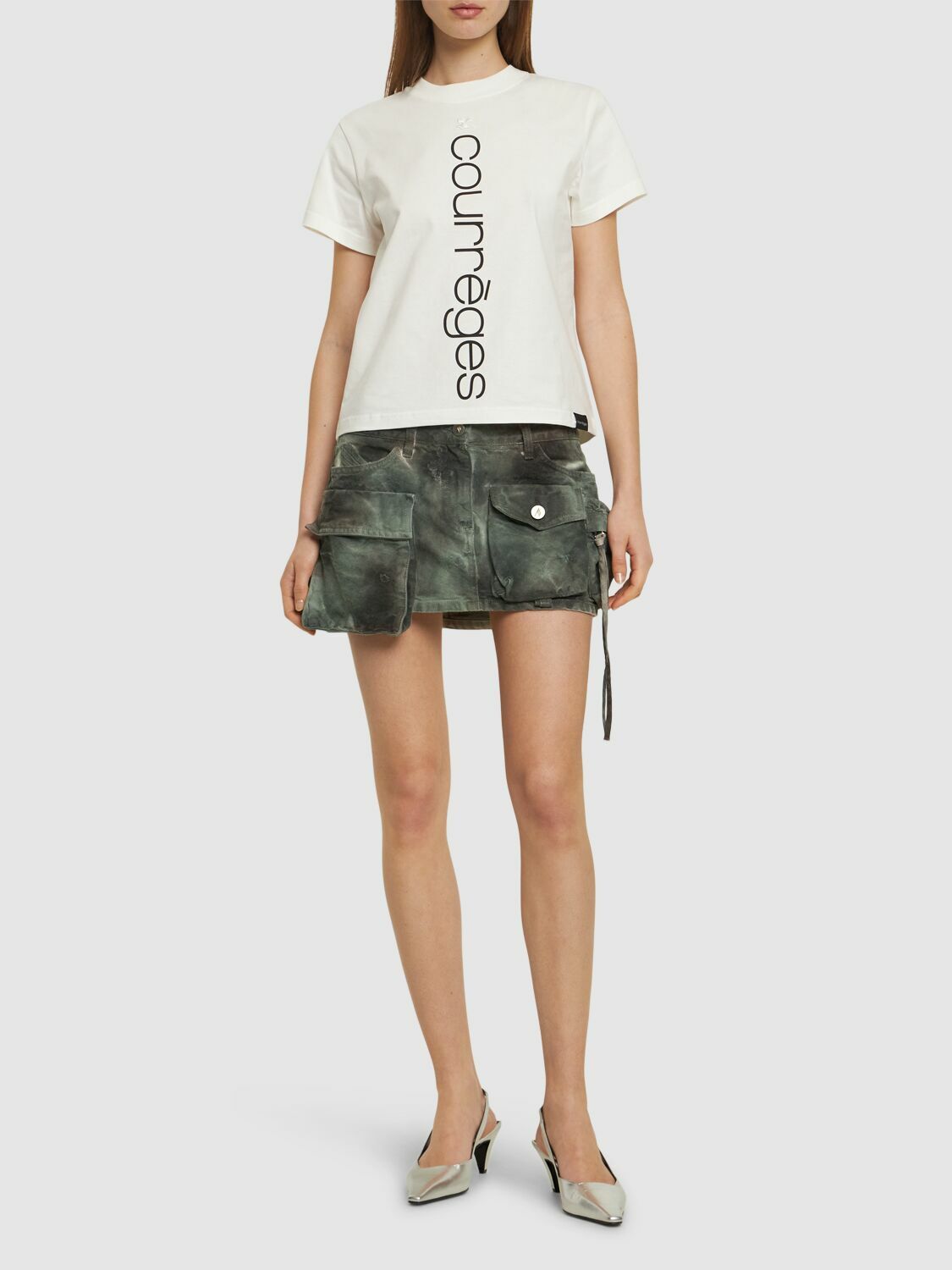 COURREGES - Logo Cotton Jersey T-shirt Courreges