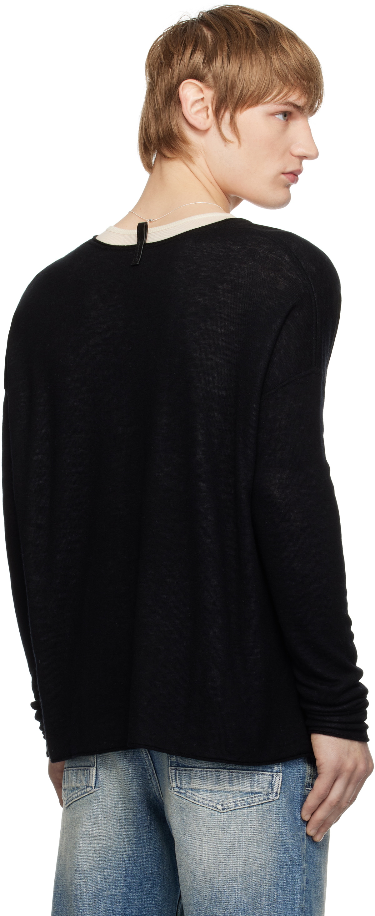 Fax Copy Express Black Double-Sided V Neckline Reversible Sweater Fax ...
