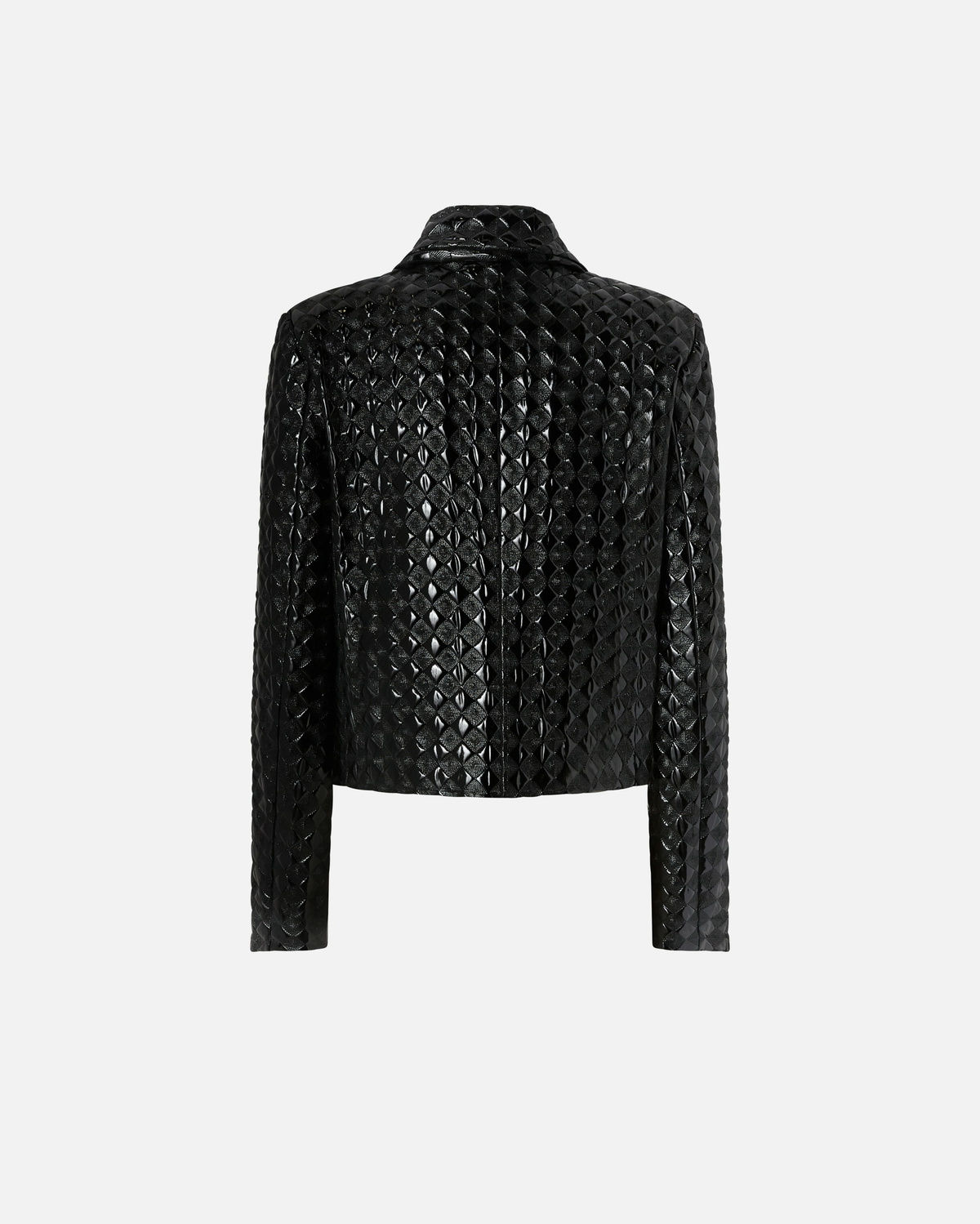 Pinko Short Quilted Patent Effect Jacket Limo Black Pinko