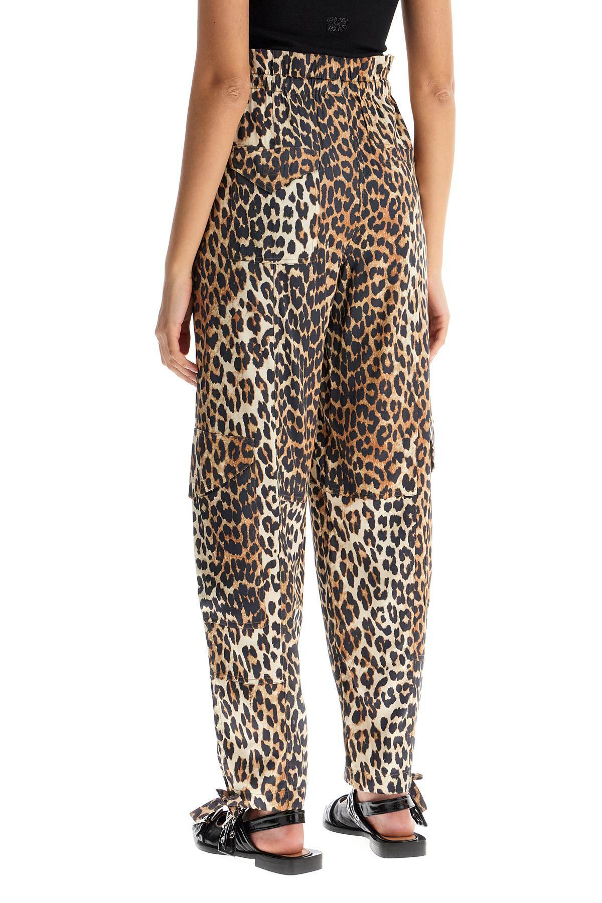 GANNI leopard print satin cargo pants Brown GANNI