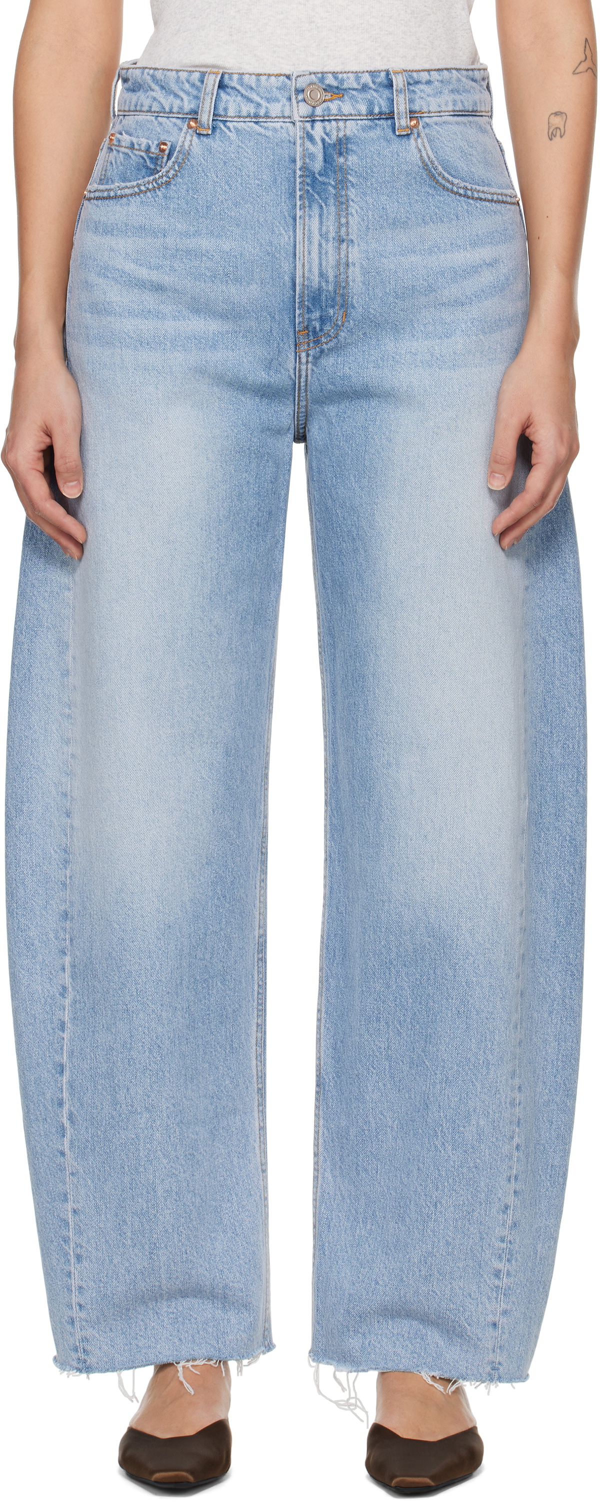 RECTO Blue 90s High-Rise Curved Leg Jeans Recto