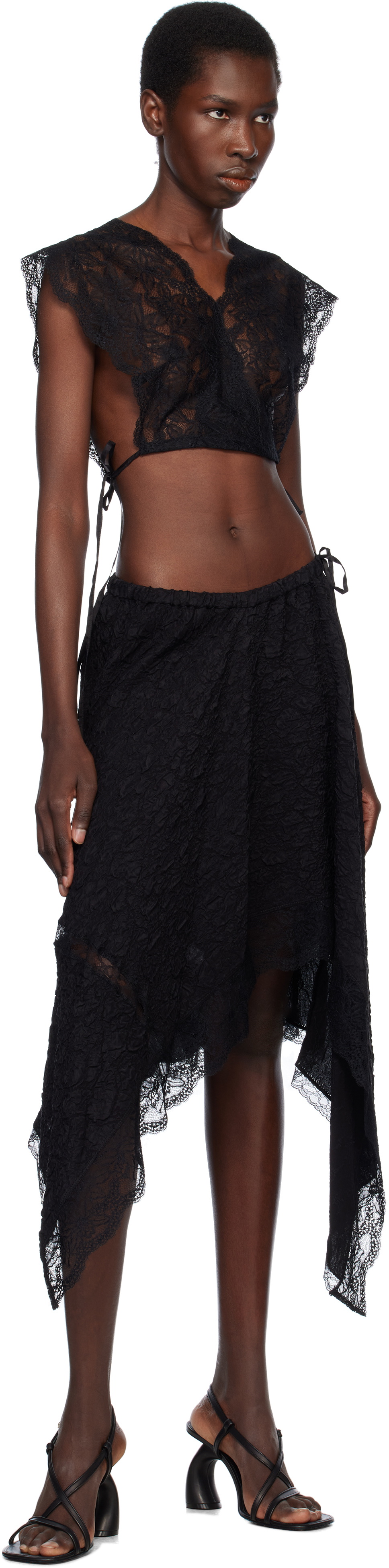 Dries Van Noten Black Cloqué Midi Skirt Dries Van Noten