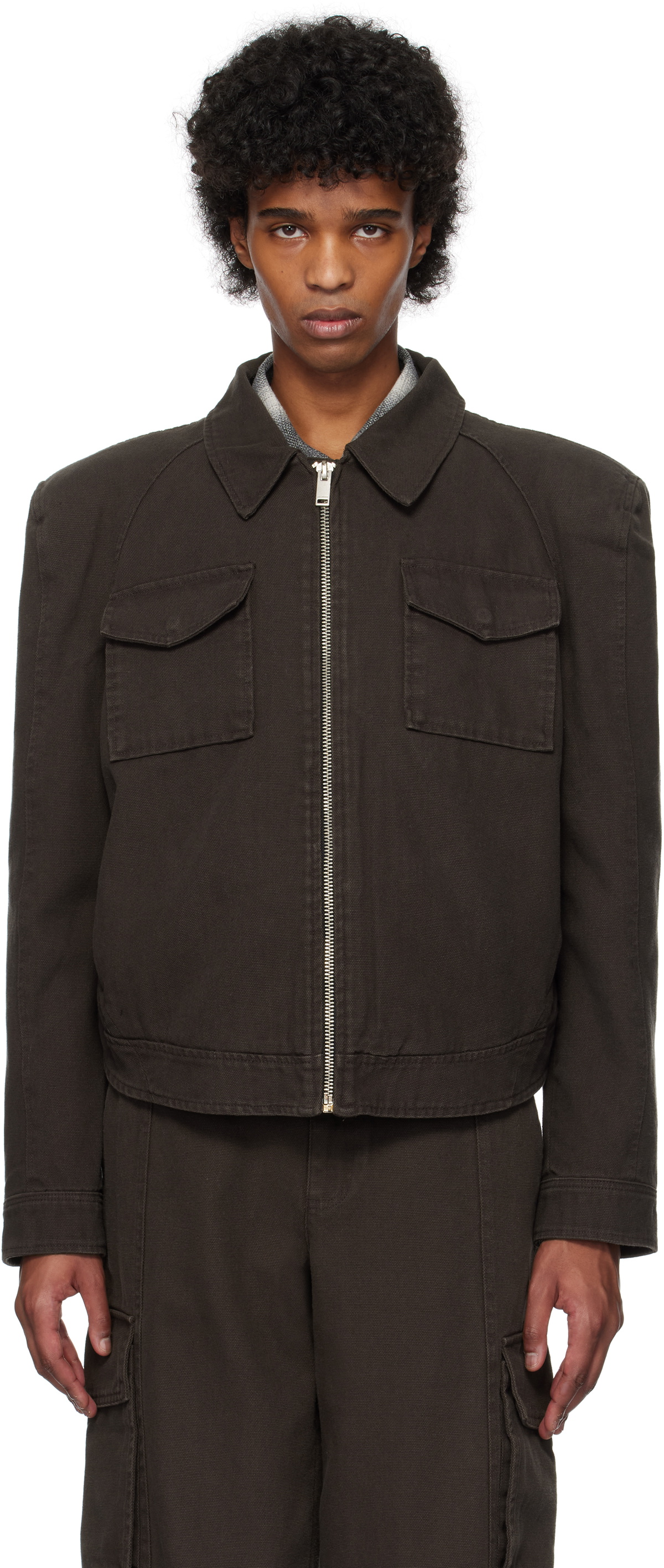 Han Kjobenhavn Brown Cotton Canvas Short Jacket Han Kjobenhavn