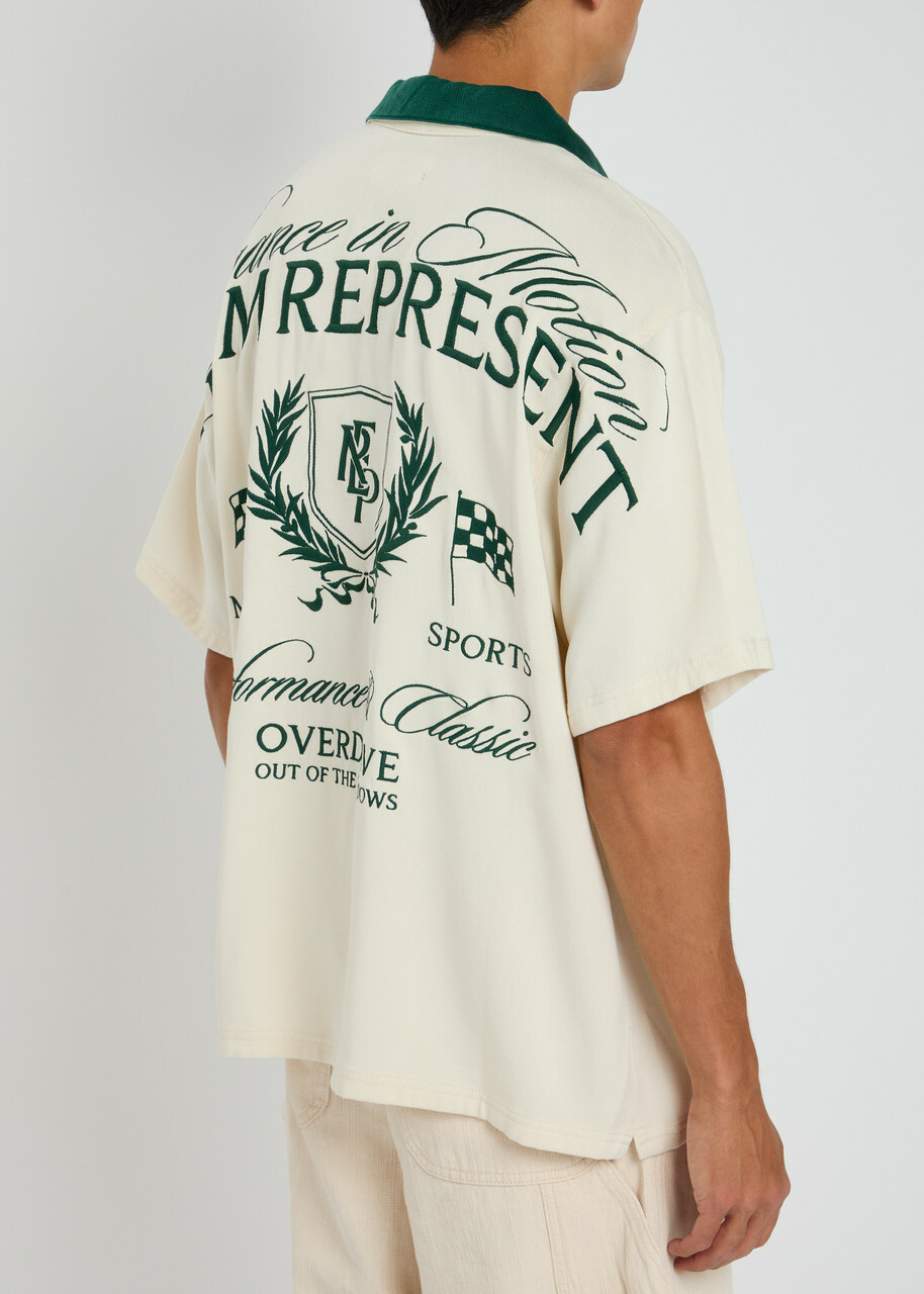 Represent Crest Embroidered Tencel Shirt Off White Represent