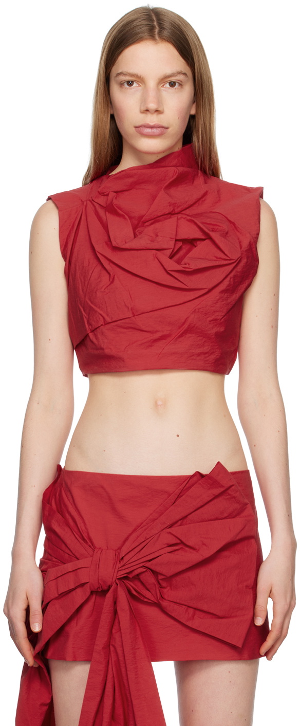 Acne Studios Red Asymmetric Shirt Acne Studios