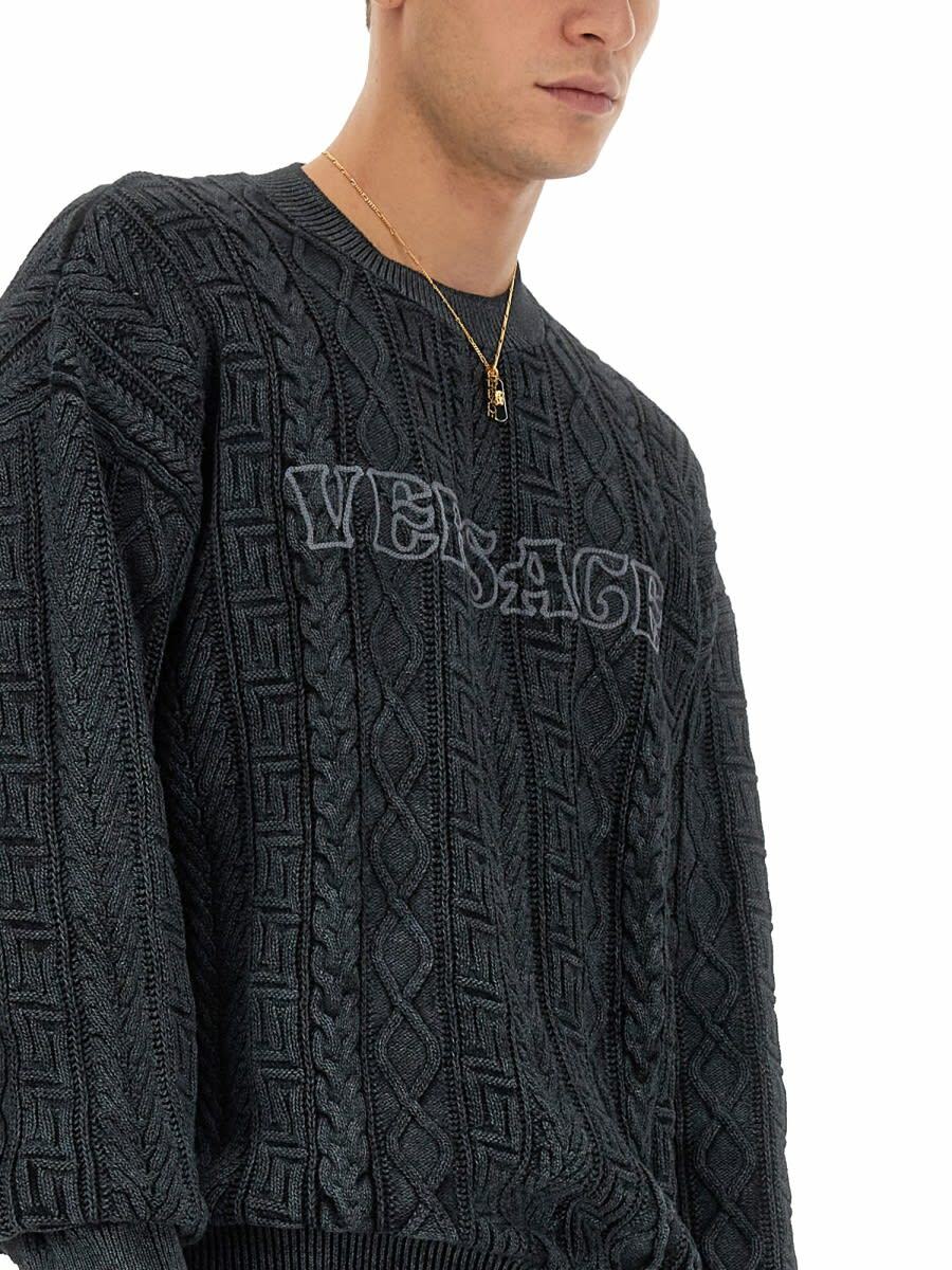 Versace Knit With Greek Braid Work Versace