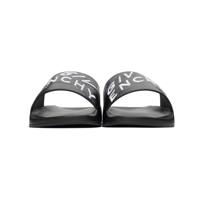 Givenchy White Embroidered Logo Slides Givenchy