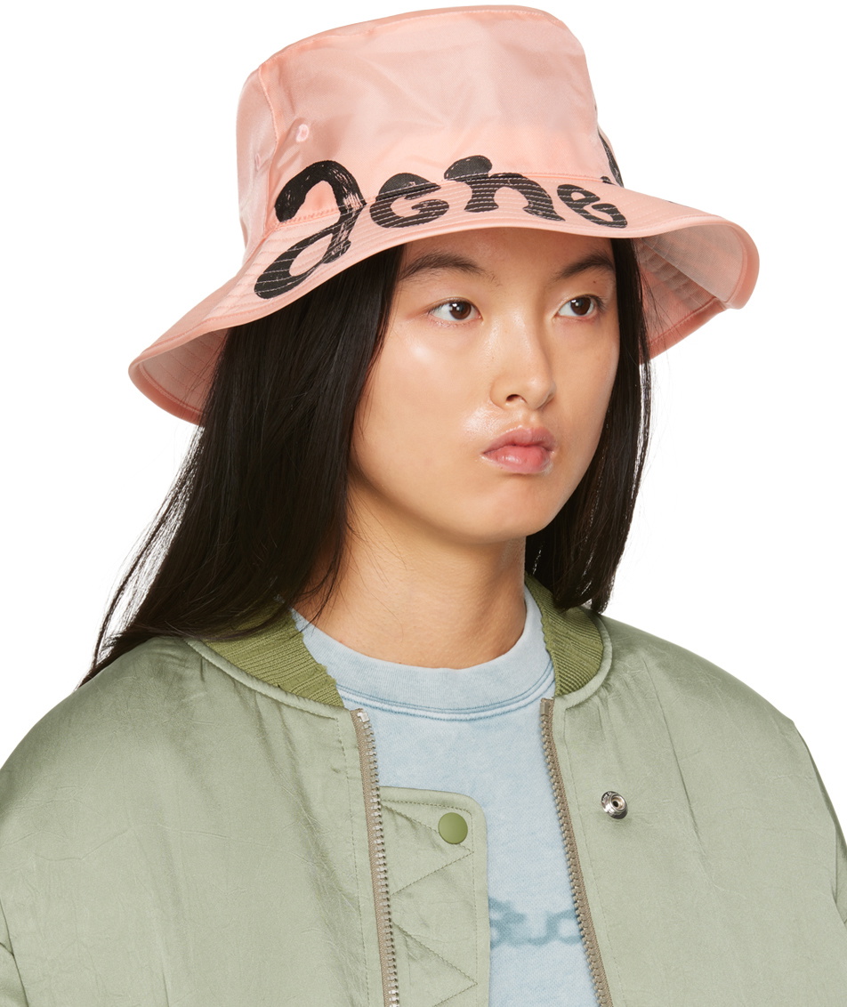 Acne Studios Pink Logo Bucket Hat Acne Studios
