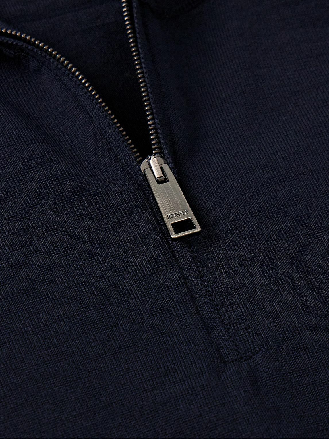Zegna - Slim-Fit Wool Half-Zip Sweater - Blue Zegna