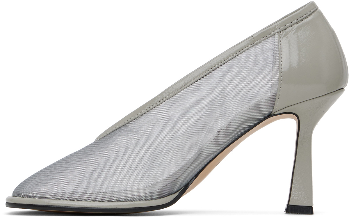 RECTO Gray Poppy Rounded Toe Heels Recto