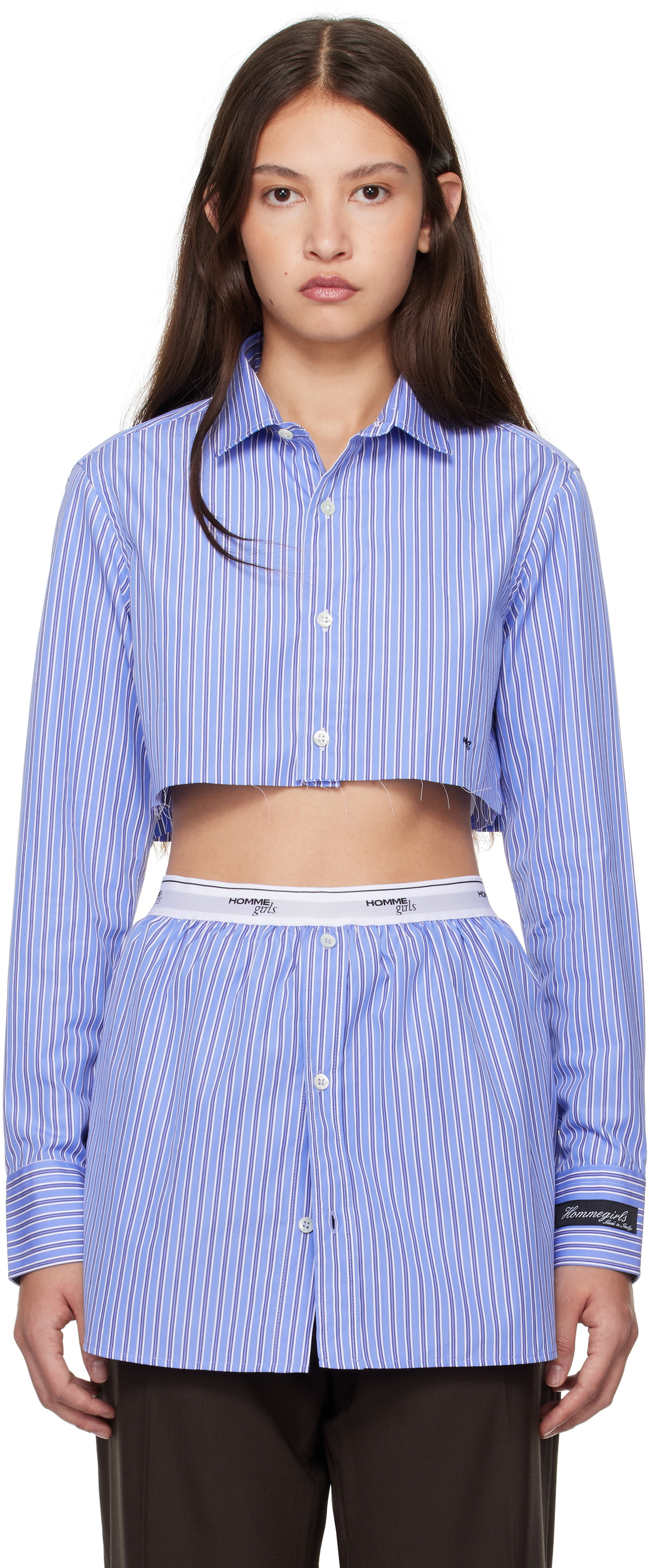 HommeGirls Navy Super Cropped Shirt Hommegirls