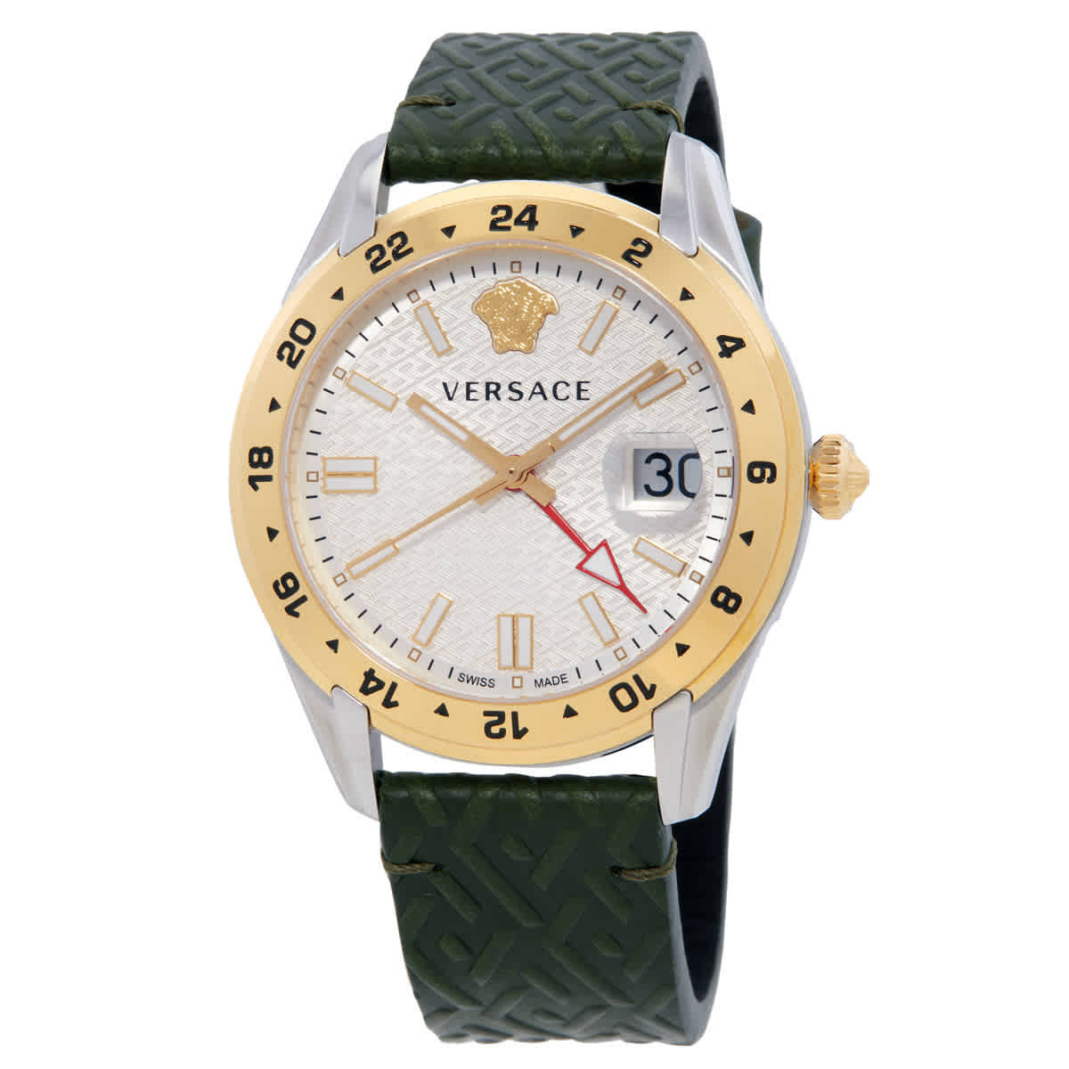 Versace Greca Time GMT Quartz Silver Dial Mens Watch VE7C00223 Versace