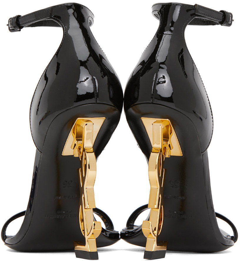 Saint Laurent Black & Gold Patent Opyum 110 Heels Saint Laurent