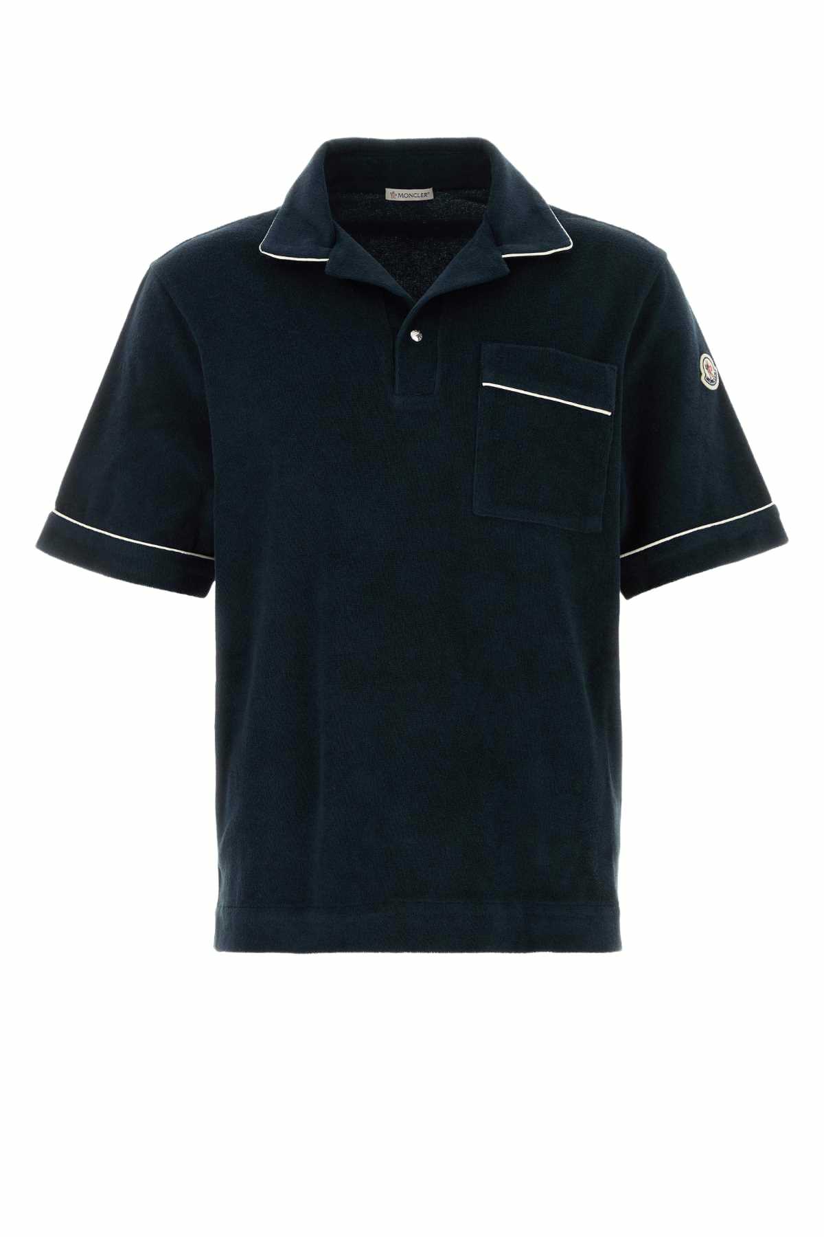 Moncler Dark Blue Terry Fabric Polo Shirt Moncler