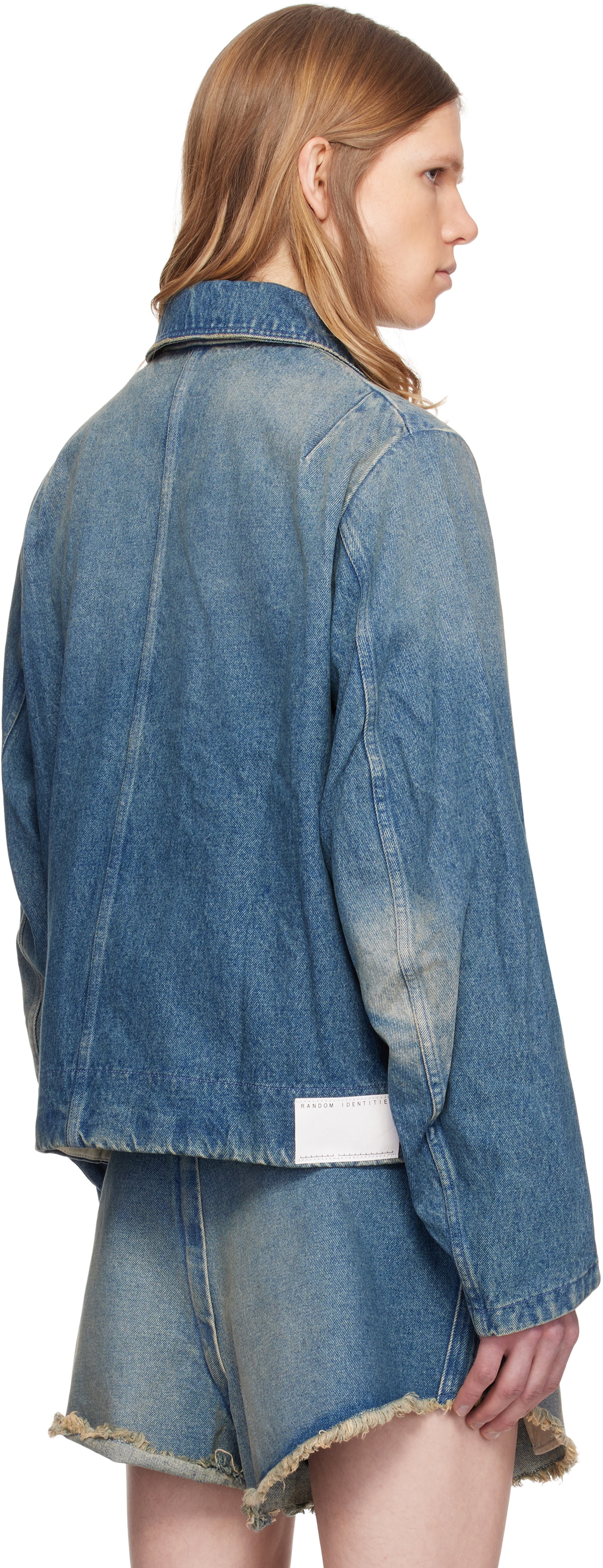 Random Identities Blue Washed Zipped Denim Jacket Random Identities