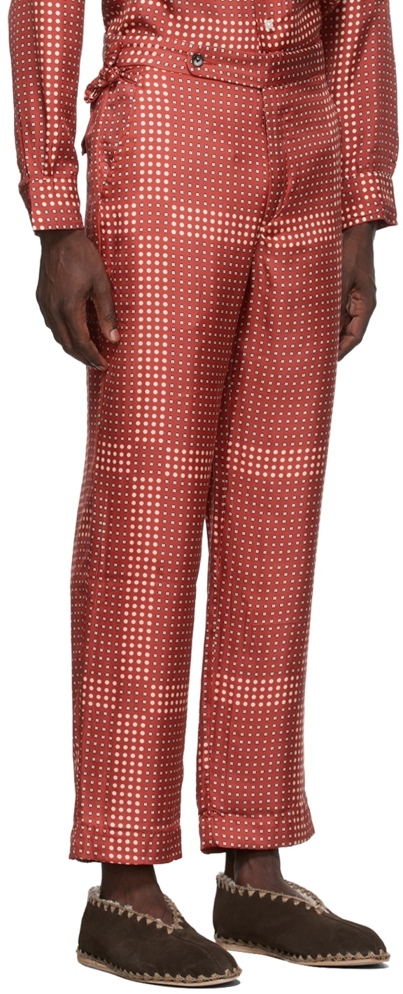 Bode SSENSE Exclusive Red Shelter Plaid Side-Tie Trousers Bode