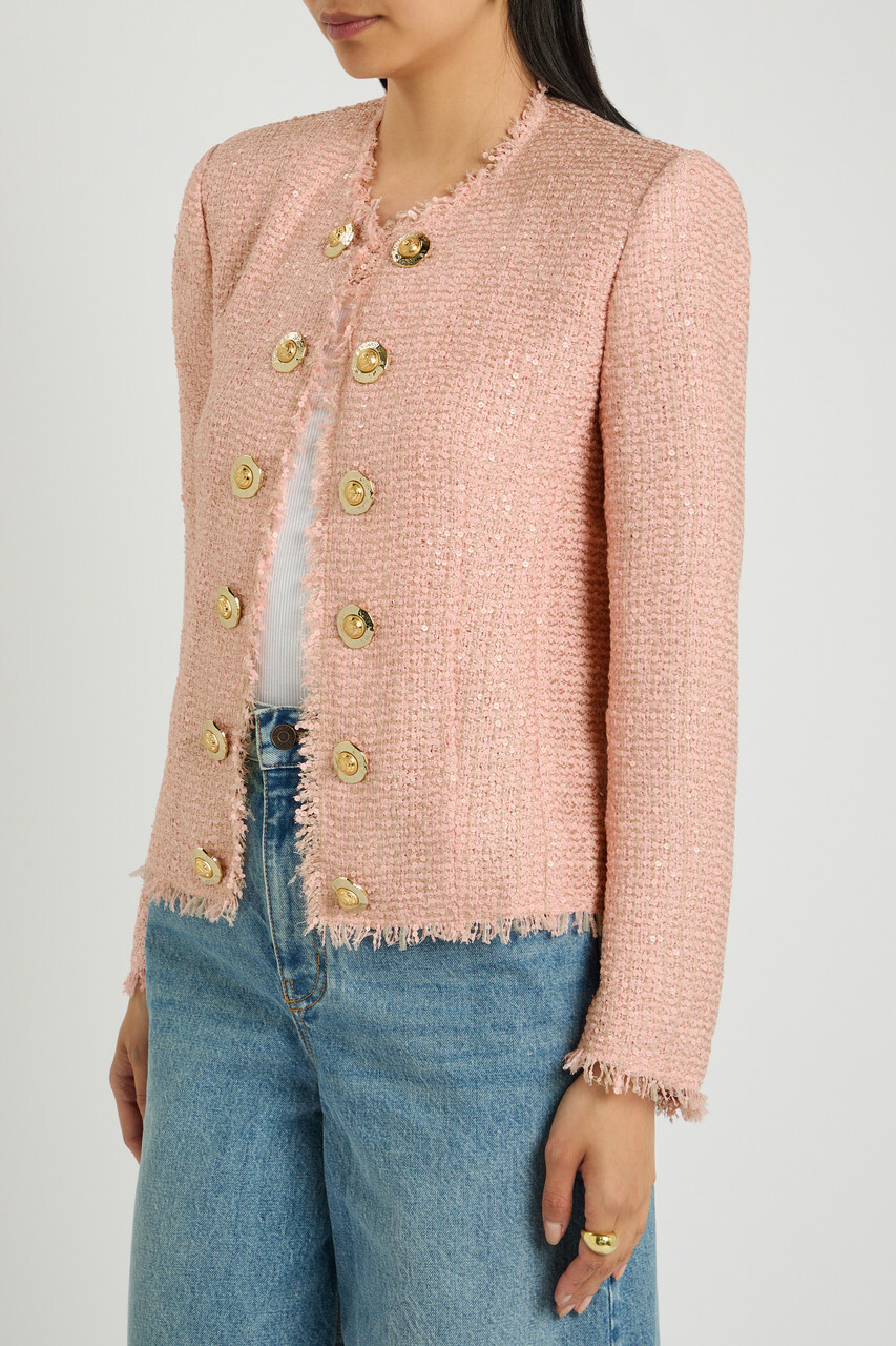 Balmain Sequin-embellished Tweed Jacket Pink Balmain