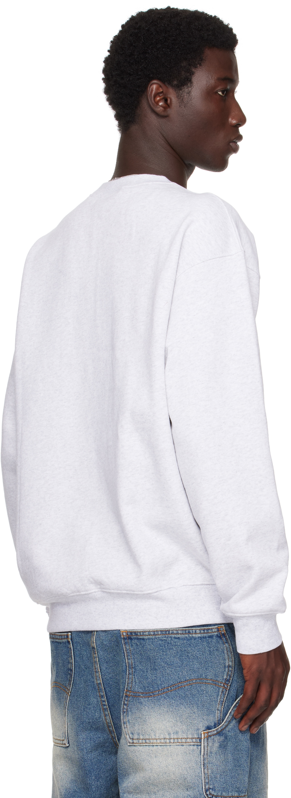 Dime Gray Cursive Small Logo Crewneck Sweatshirt Dime