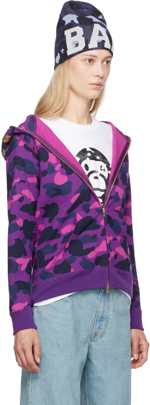 BAPE Purple Color Camo Shark Hoodie A Bathing Ape