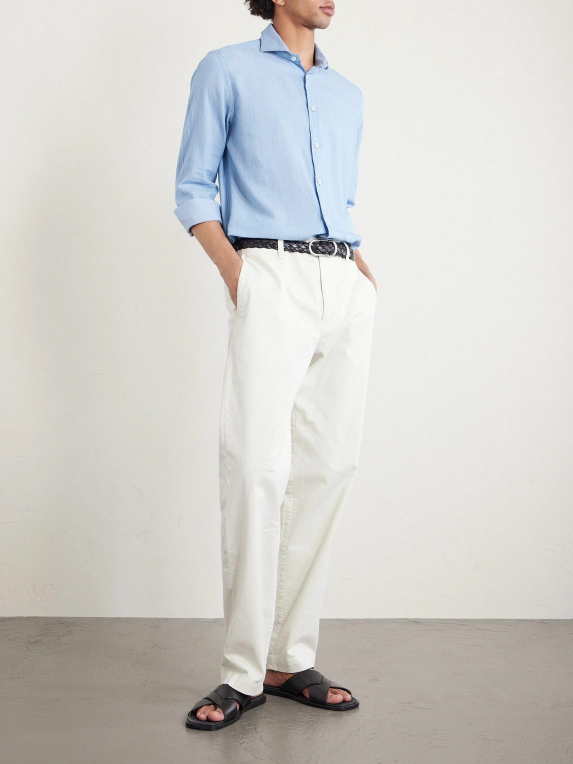 FEDELI - Sean Cotton-Chambray Shirt - Blue Fedeli