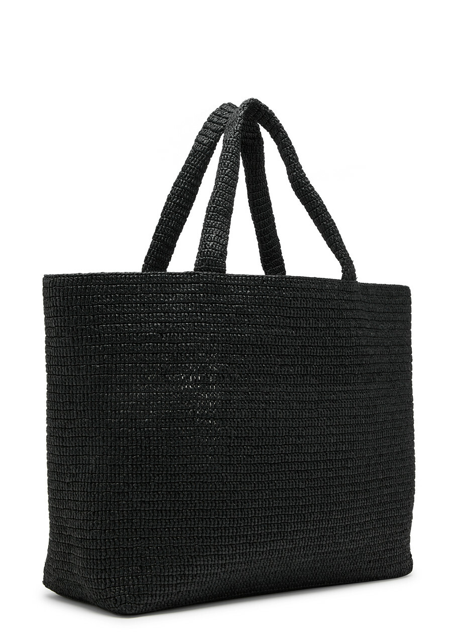 Saint Laurent Logo-embossed Raffia Tote - Black Saint Laurent