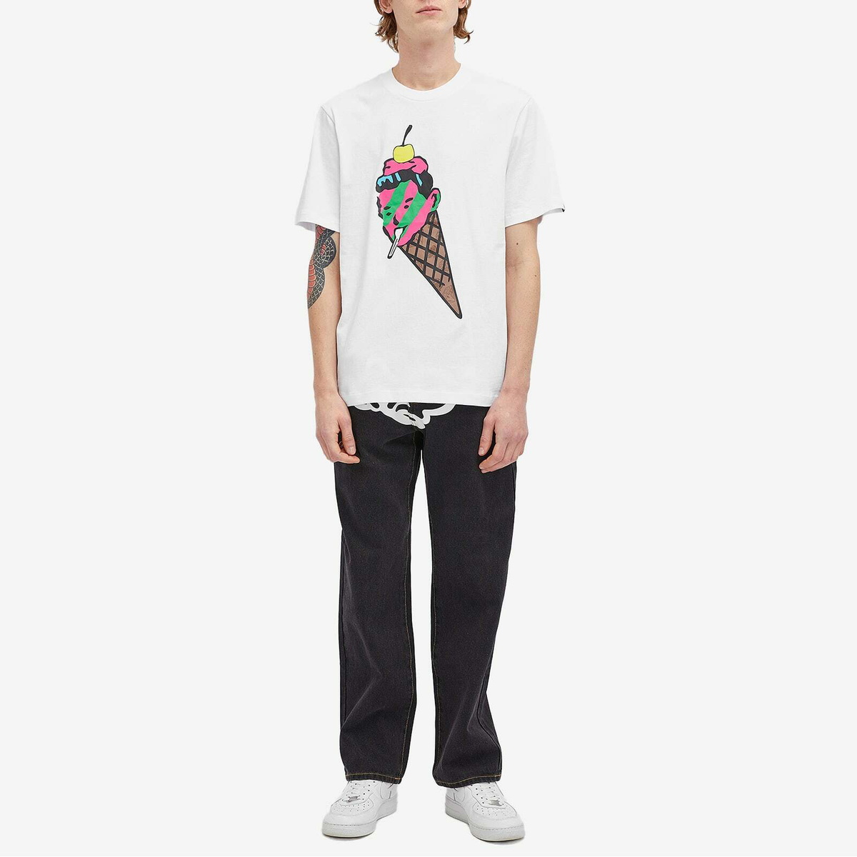 ICECREAM Men's Cone Man T-Shirt in White ICECREAM