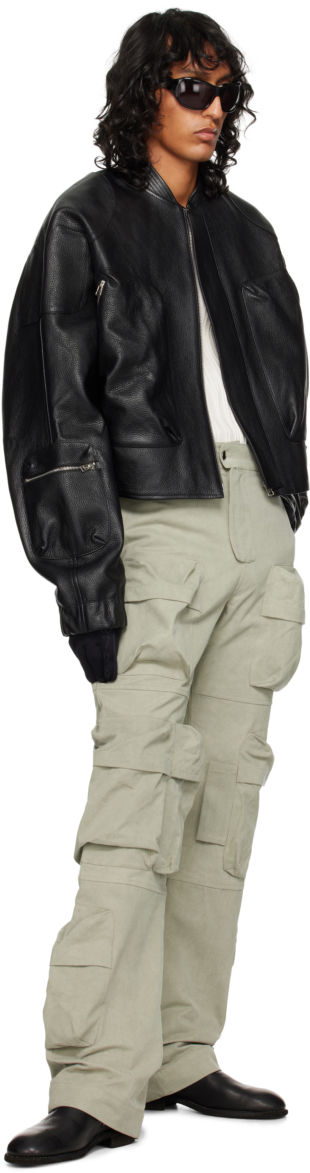 Tondolo Black Ecco Leather Bomber Jacket Tondolo
