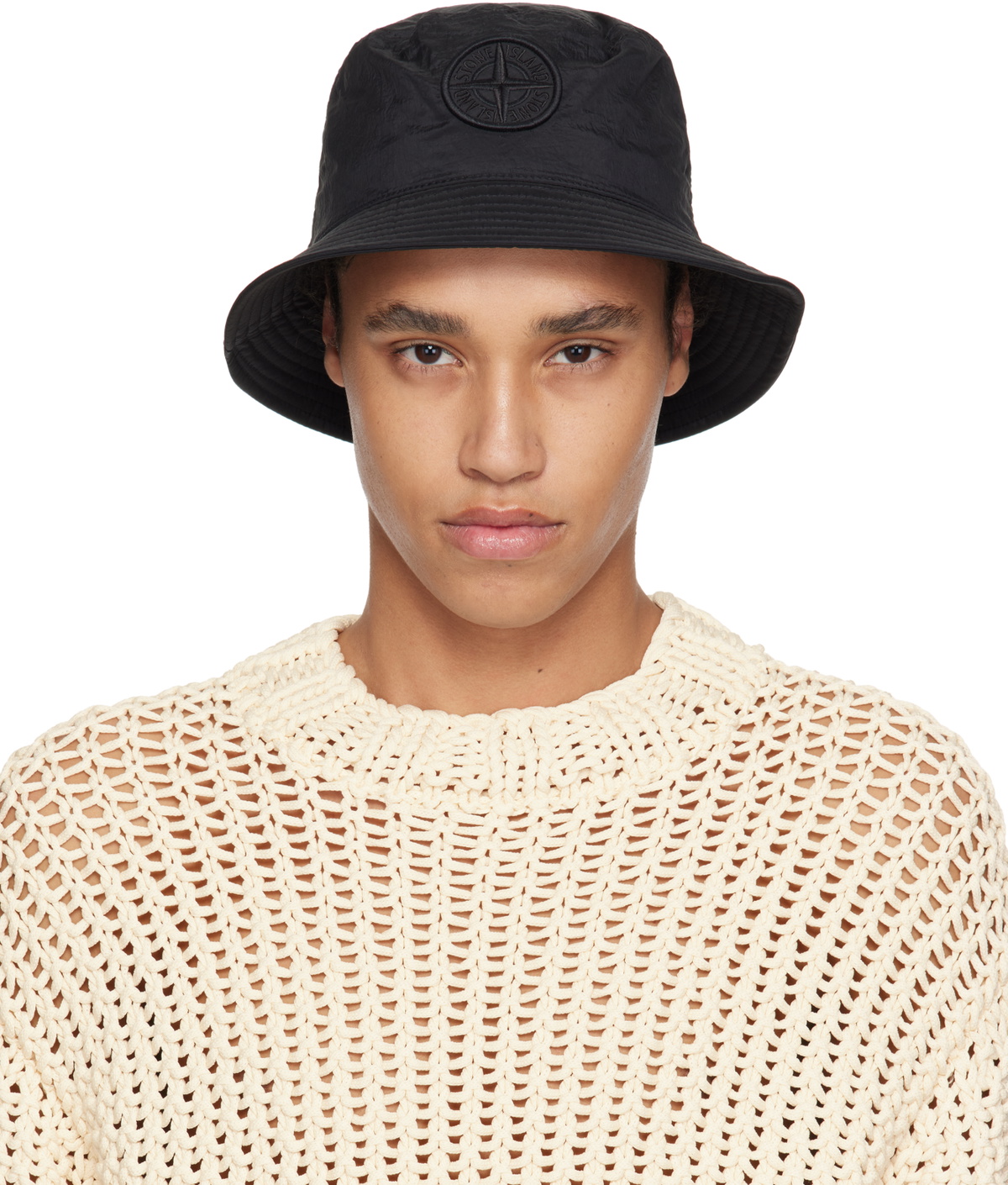 Stone Island Black Nylon Metal Bucket Hat Stone Island