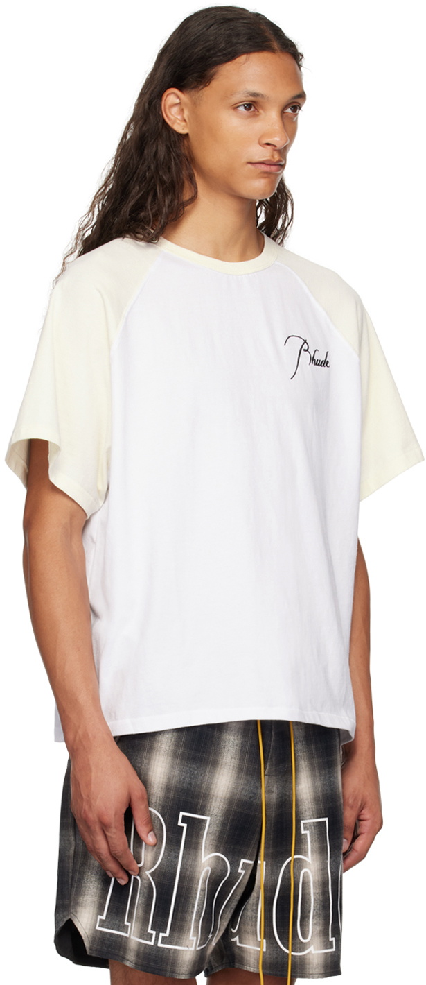 Rhude White Raglan Logo T-Shirt Rhude