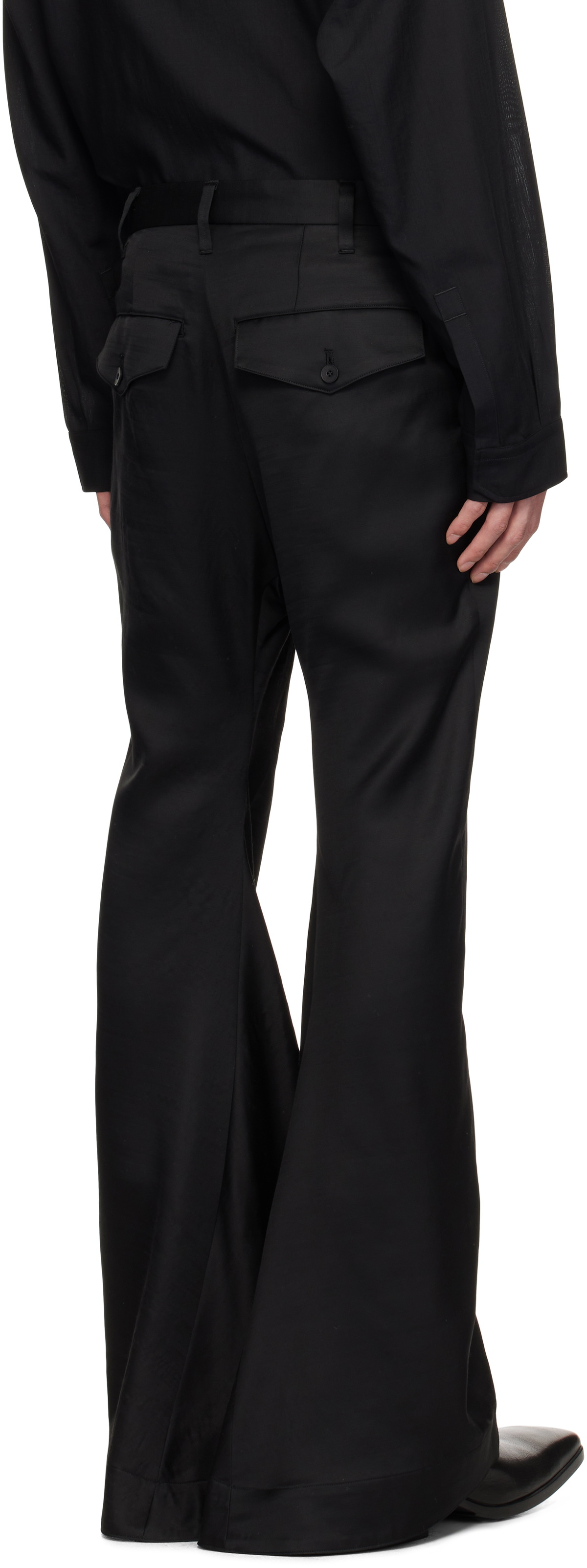 Julius Black Flared Jet Trousers Julius