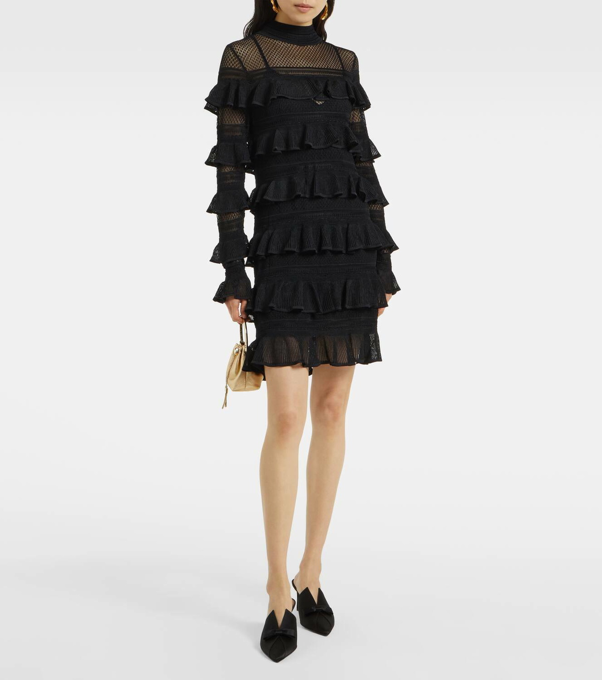Zimmermann Crush High Neck Frilled knitted minidress Zimmermann