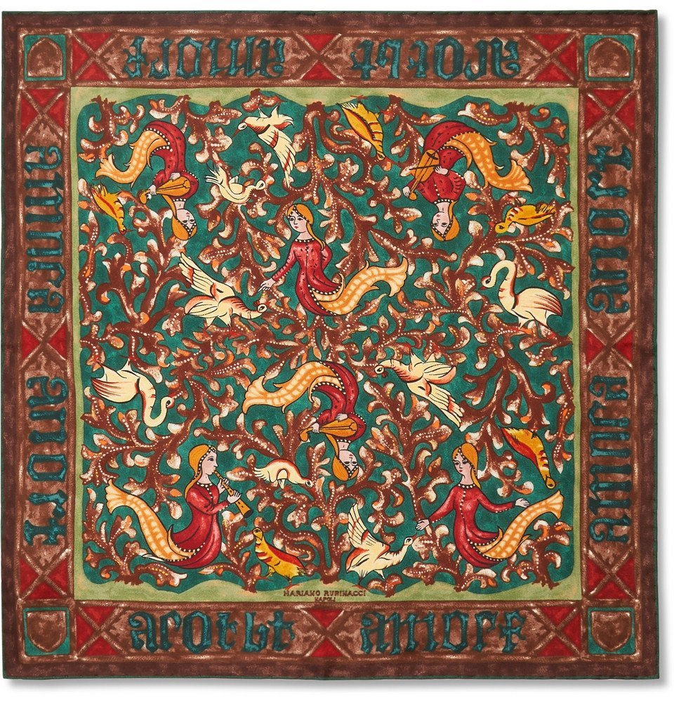 Rubinacci - Printed Silk Pocket Square - Men - Multi Rubinacci
