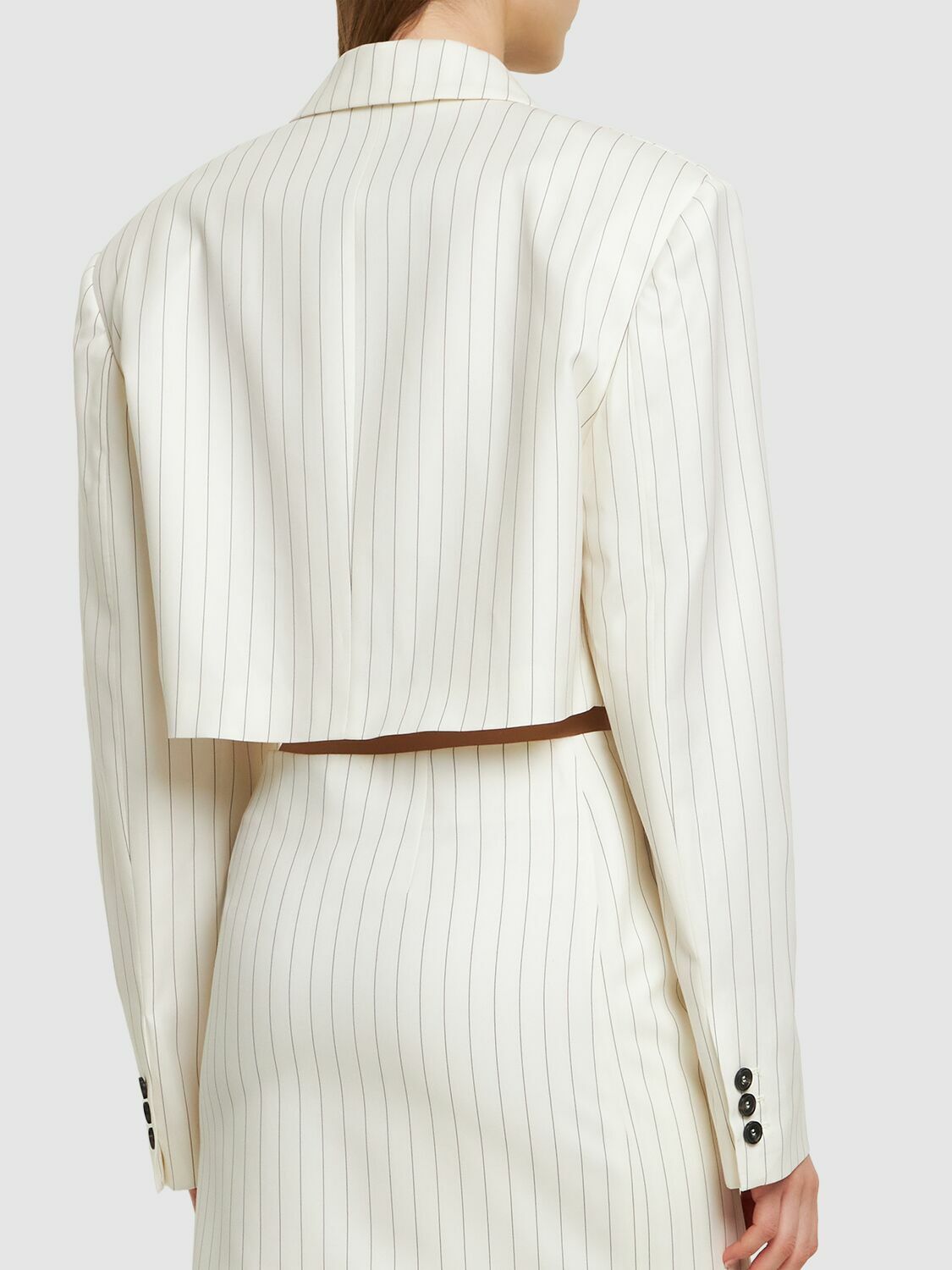 MSGM - Pinstriped Wool Crop Jacket MSGM