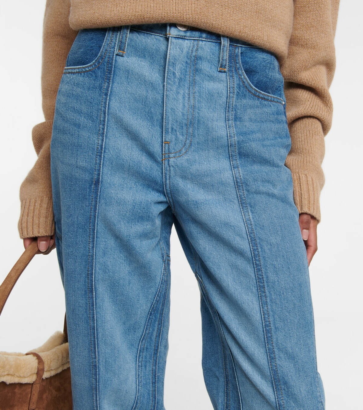 Frame - Warped Stripe Barrel high-rise jeans Frame Denim