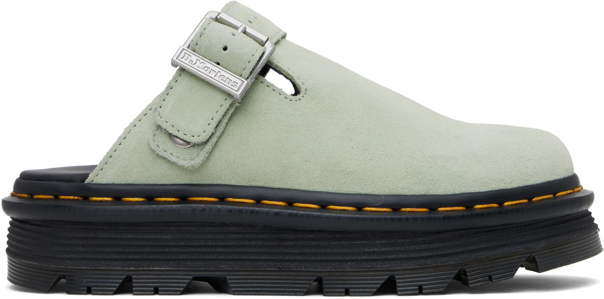 Dr. Martens Green ZebZag Suede Slingback Platform Mules Dr. Martens