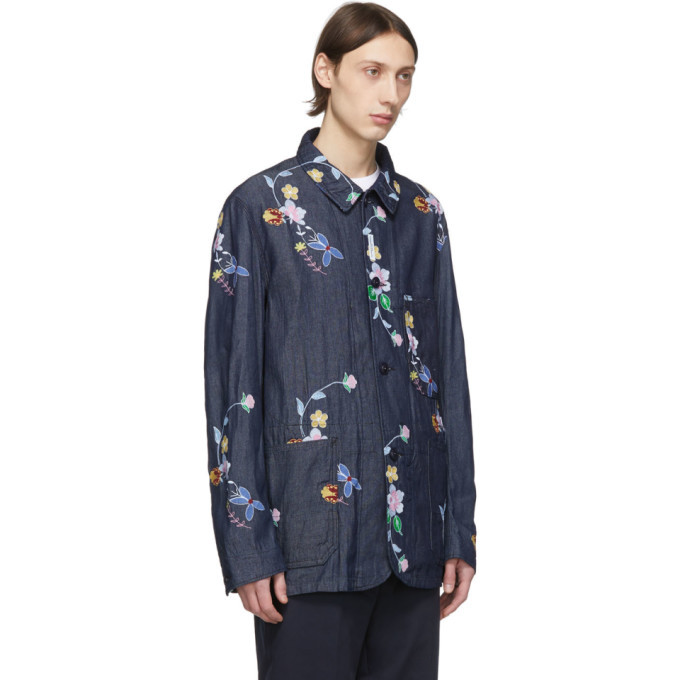 Engineered Garments Blue Denim Floral Jacket Engineered Garments